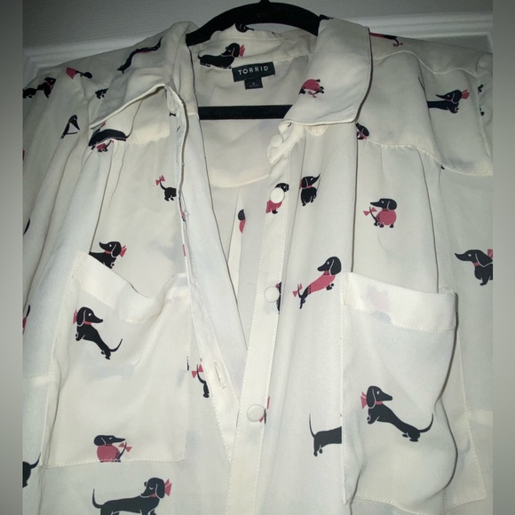 torrid | Tops | Torrid Dachshund Print Harper Blouse Sz3 | Poshmark